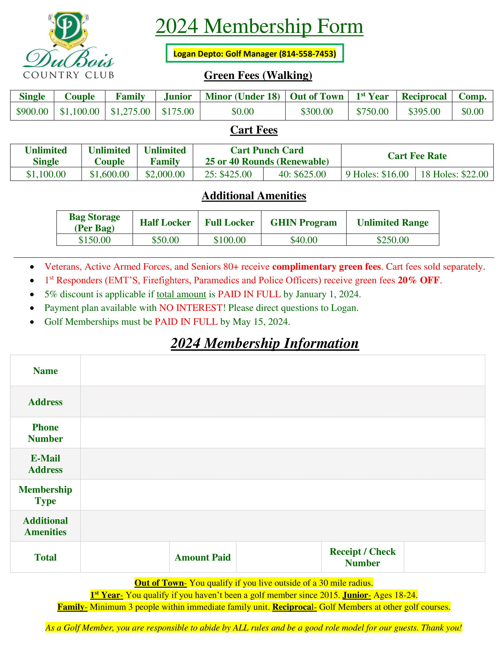 Membership - DuBois Country Club